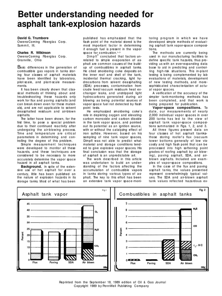 Better Understanding Needed For Asphalt Tank-Explosion Hazard | PDF ...