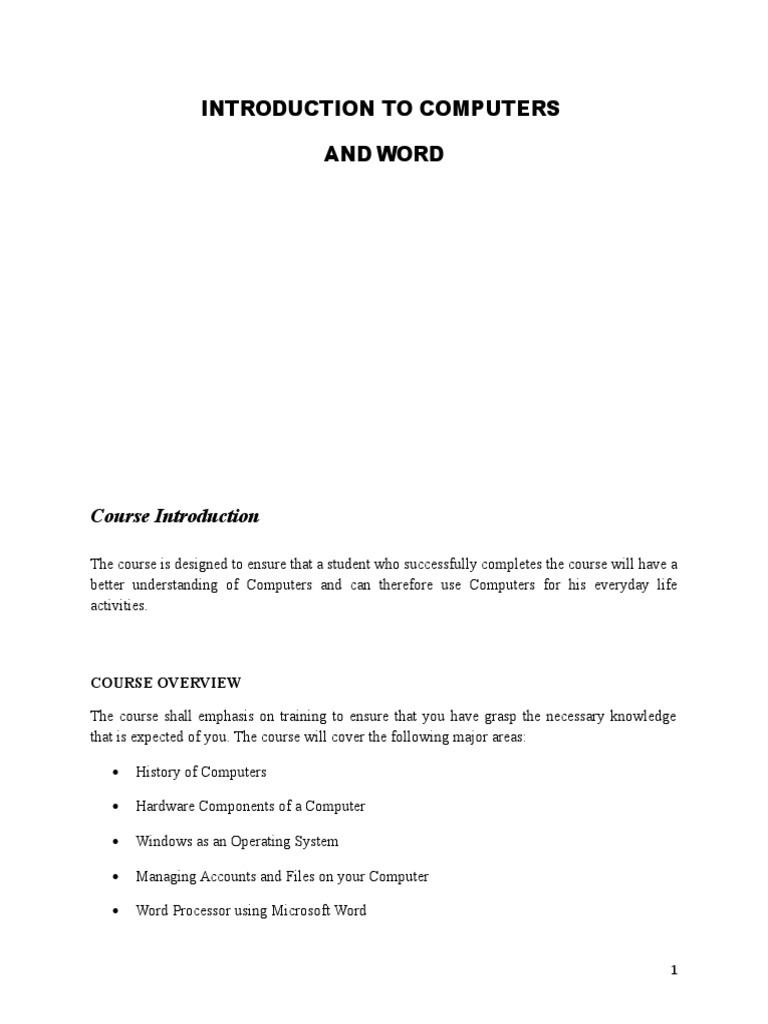 Introduction To Computers and Word | PDF | Personal Computers ...