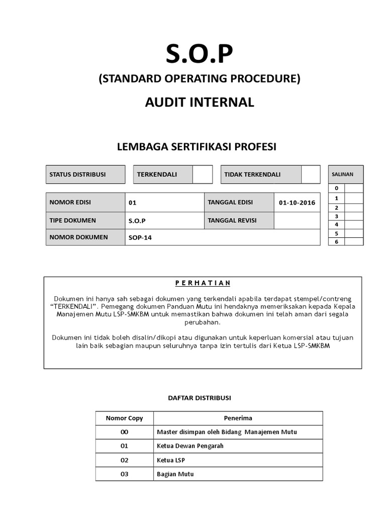 SOP Audit Internal LSP-SMK BM | PDF