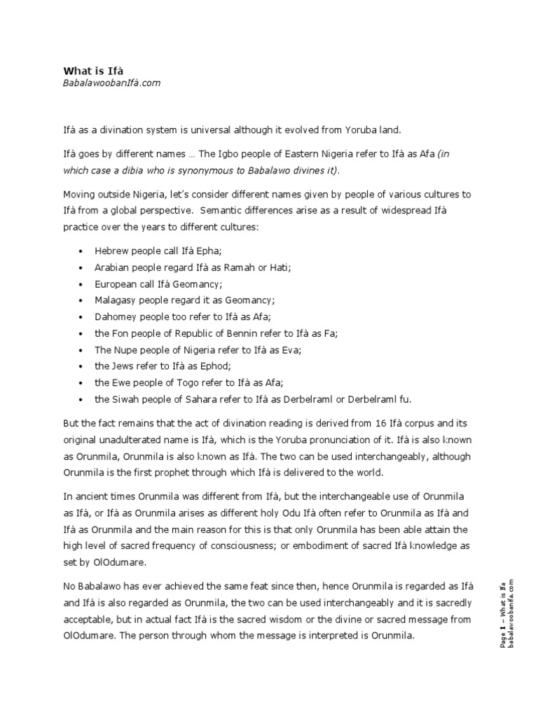 What Is Ifà by Babalawo Obanifa | PDF | Science | Religion And Belief