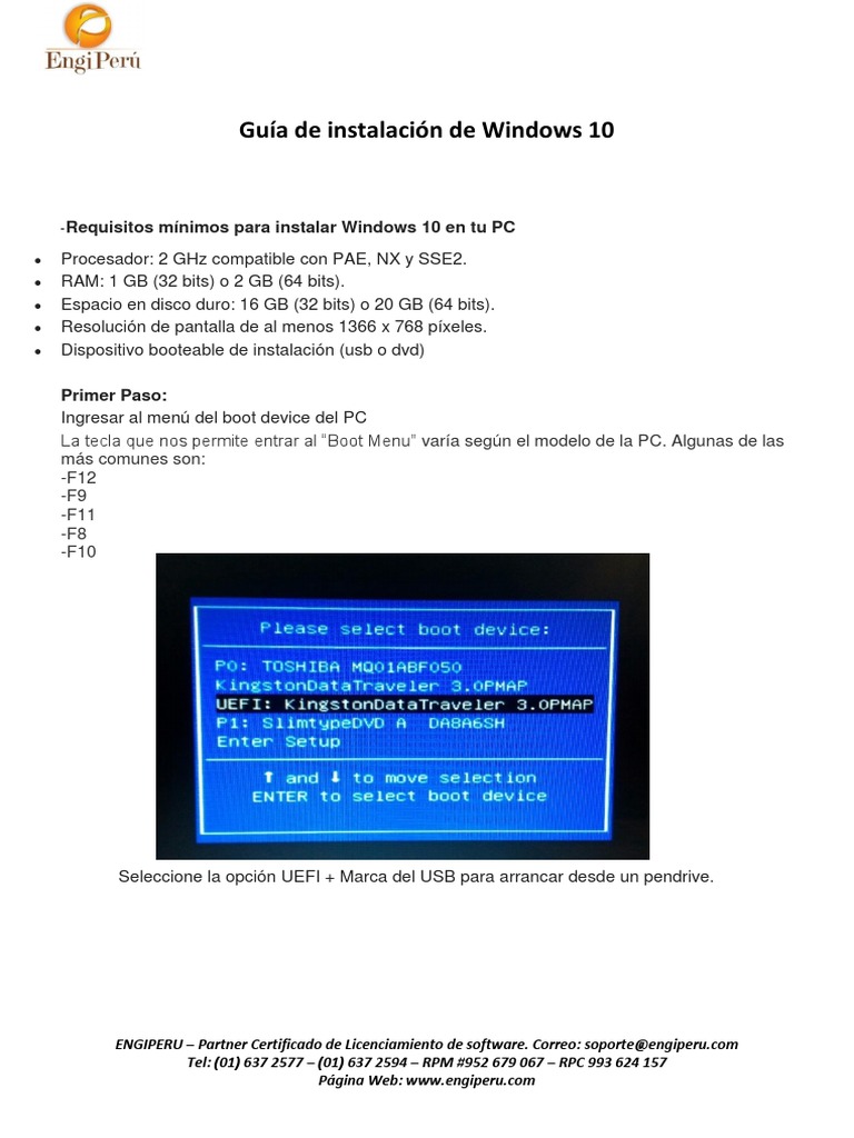 Guía de Instalación de Windows 10 | PDF | Windows 10 | Microsoft Windows