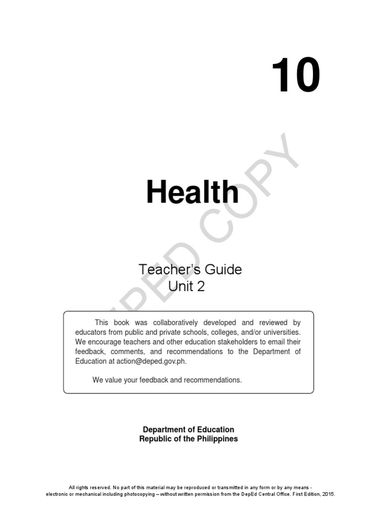 Grade 10 TG MAPEH-HEALTH Quarter 2 PDF | PDF | Physical Fitness | Copyright