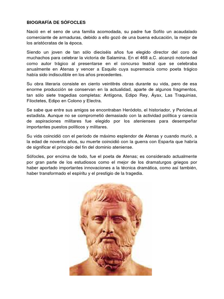 Biografía de Sófocles | PDF
