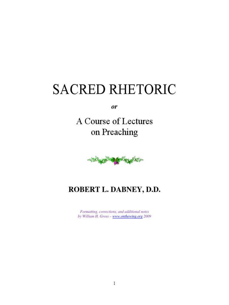 1dabney - Sacred Rhetoric - Part1 | PDF | Sermon | Rhetoric