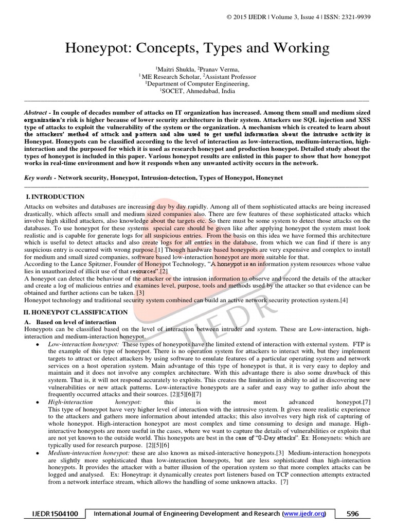 Honeypot: Concepts, Types and Working | PDF | Computer Network Security | Cyberwarfare