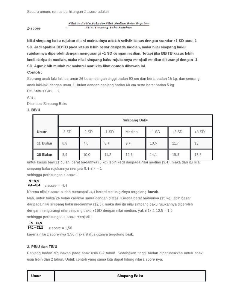 Rumus Perhitungan Z Score | PDF