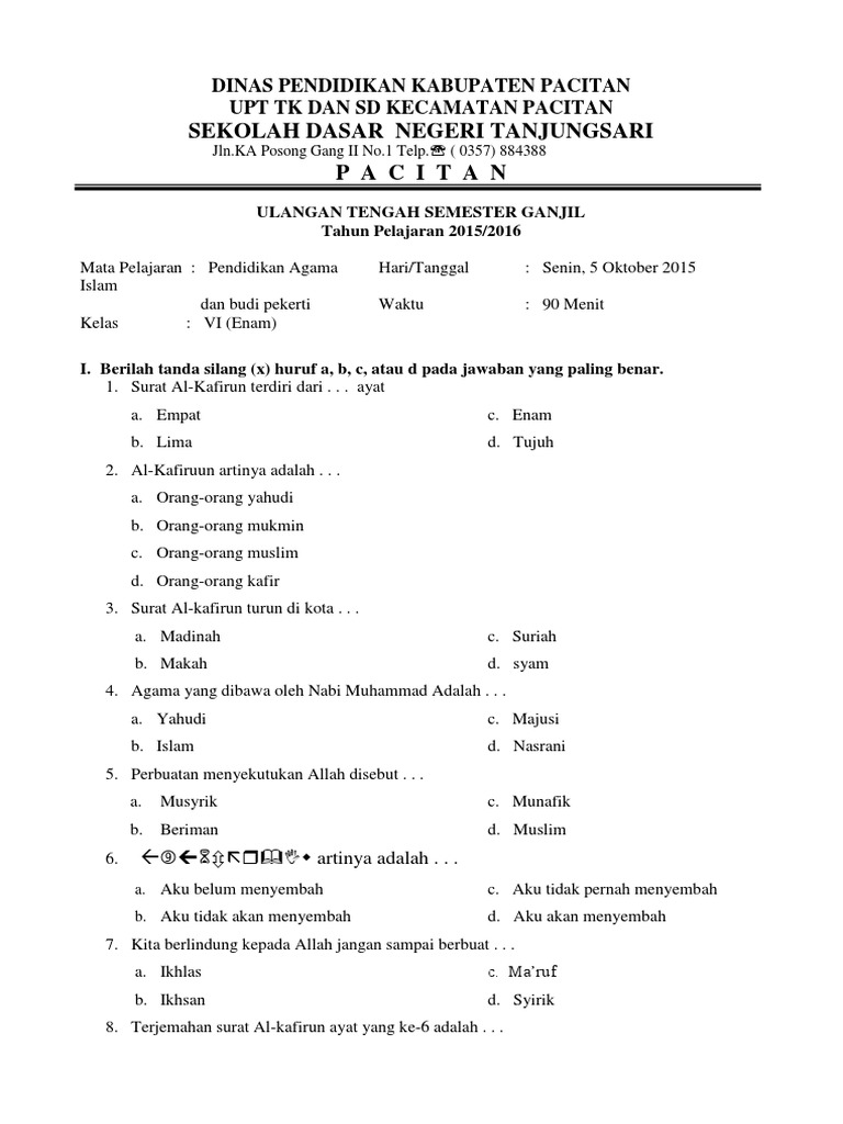 Soal PTS Pai KLS 6 | PDF