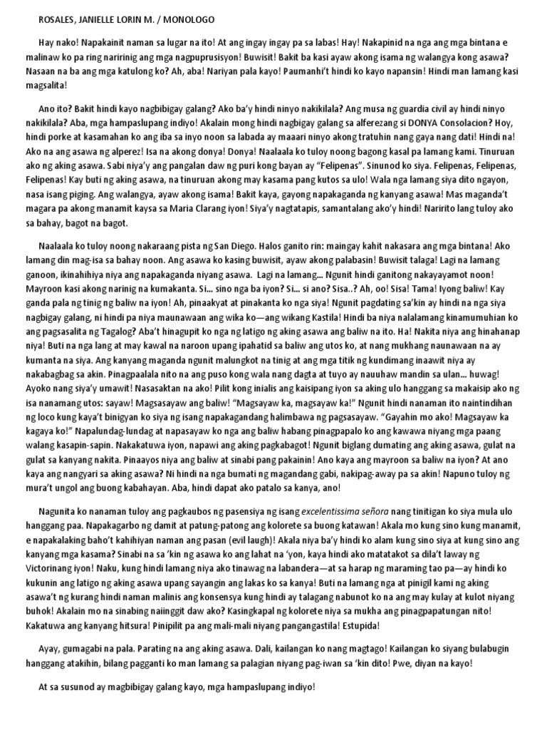 Monologo Ni Donya Consolacion | PDF