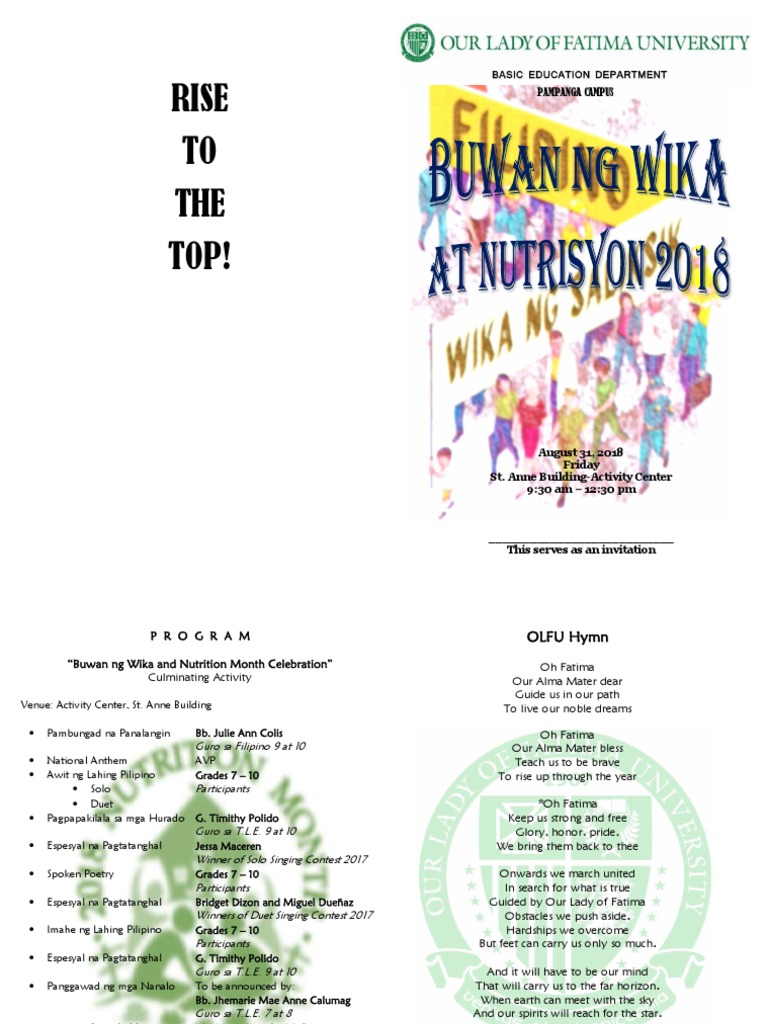 Programme Buwan NG Wika at Nutrisyon 18-19 | PDF | Philippines
