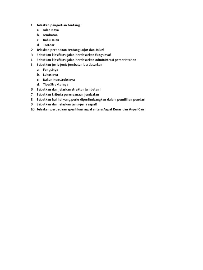 Definisi dan Komponen Jalan Raya dan Jembatan | PDF