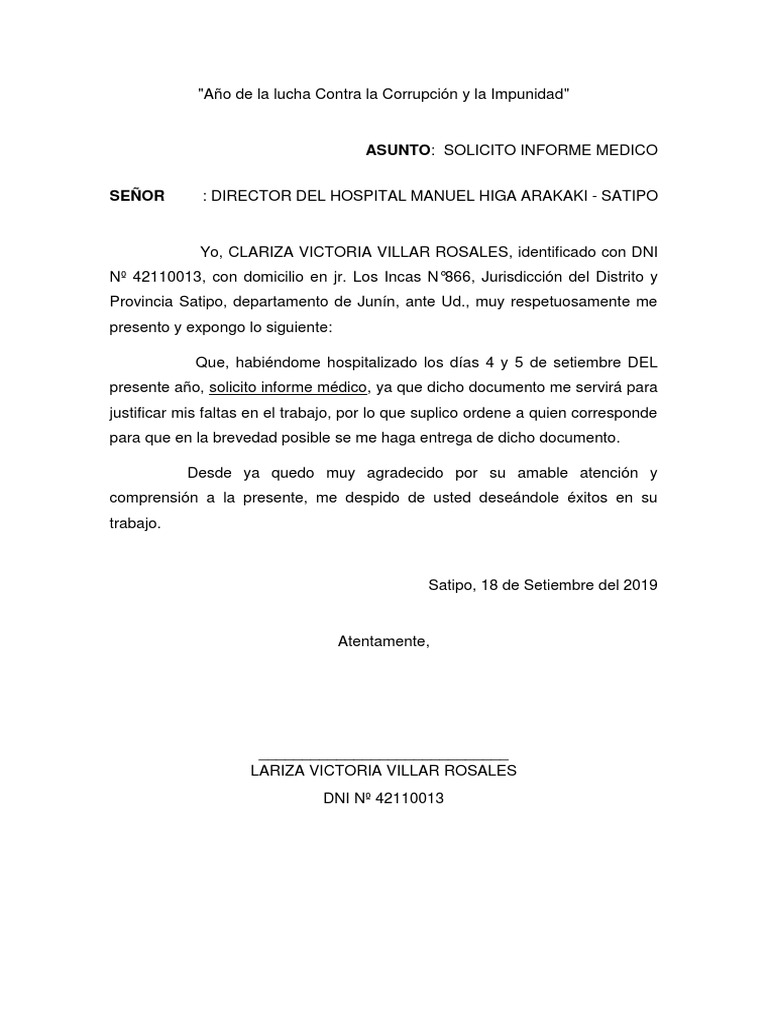 Solicito Informe Medico | PDF