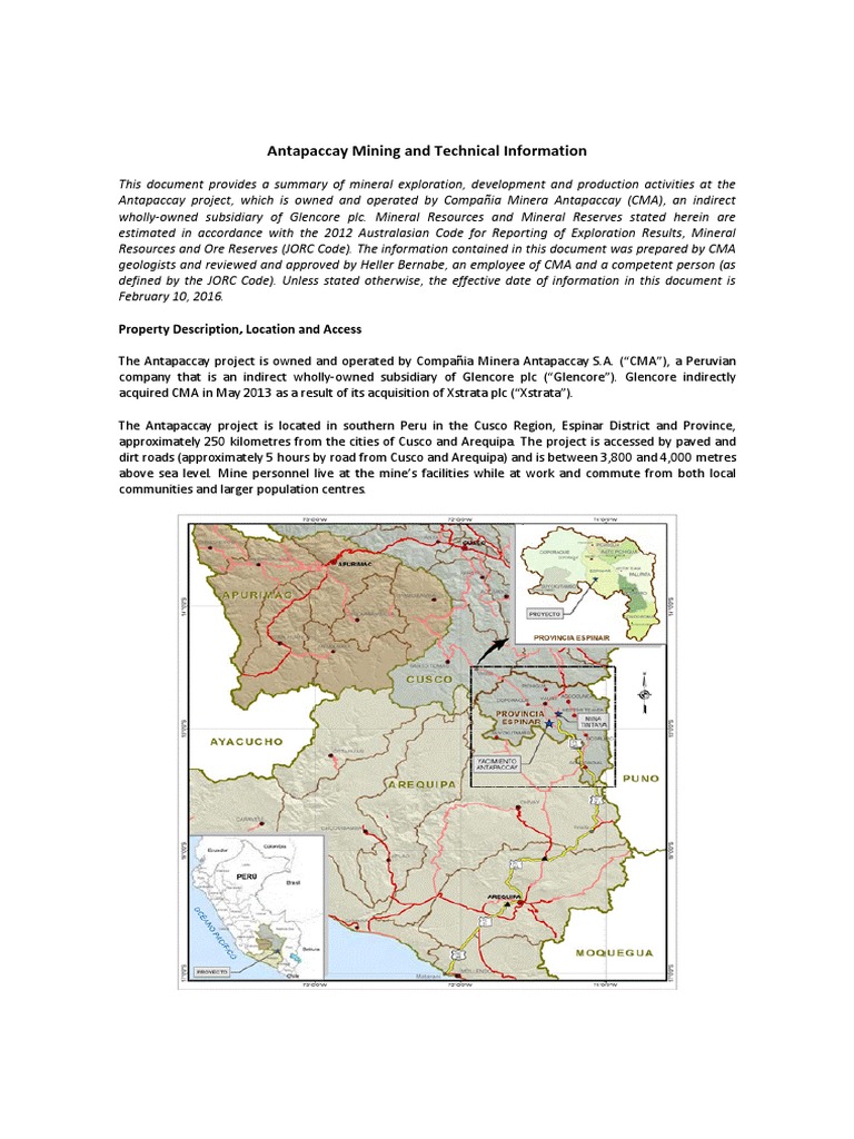 Antapaccay Mining Project Technical Overview | PDF | Mining | Natural ...