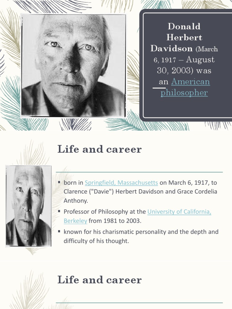 Donald Herbert Davidson | PDF | Emergence | Psychological Concepts