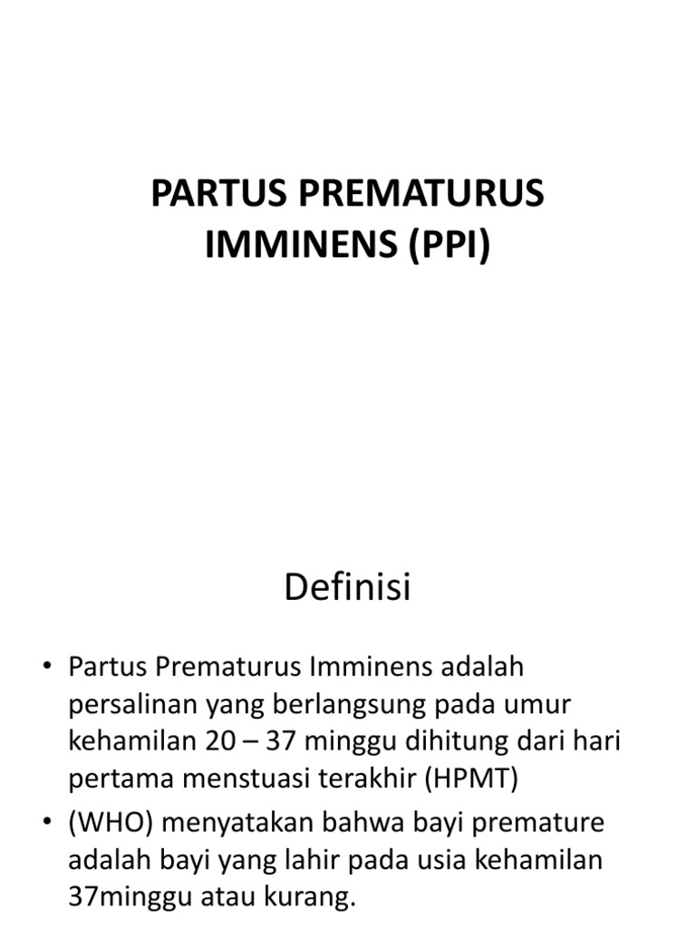 Partus Prematurus Imminens (Ppi) | PDF