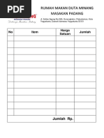 Nota Rumah Makan Word Siap Print | PDF