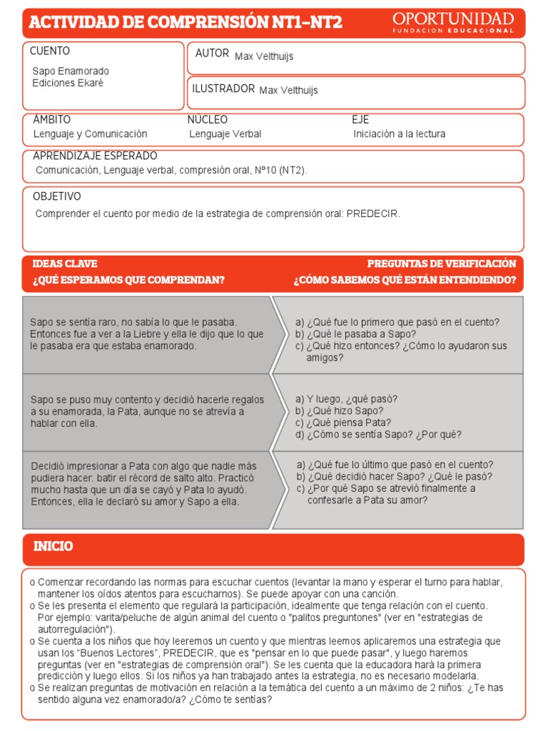 Sapo Es Sapo Pdf Cuentos Cognición