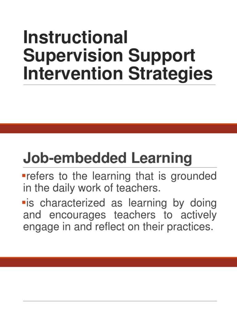 Instructional Supervision Support Intervention Strategies | PDF
