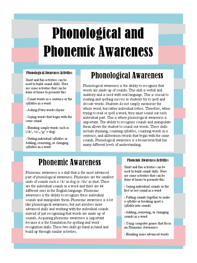 Parent Newsletter - Phonological and Phonemic Awareness | PDF ...