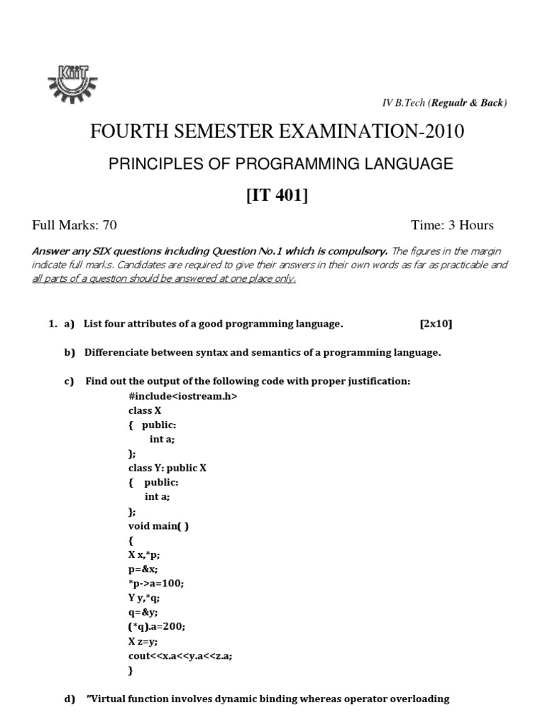 KIIT University PPL (IT 401) Paper | PDF | String (Computer Science ...