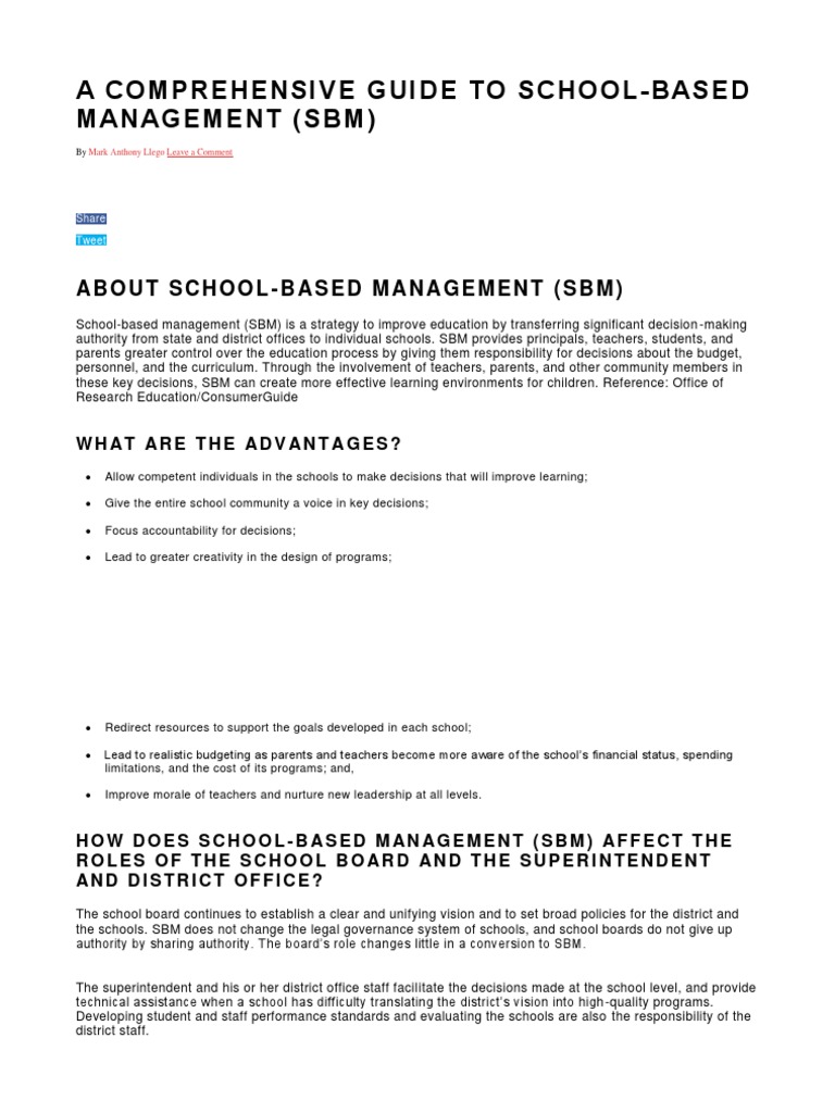 School Based Management | PDF | Governance | Decision Making