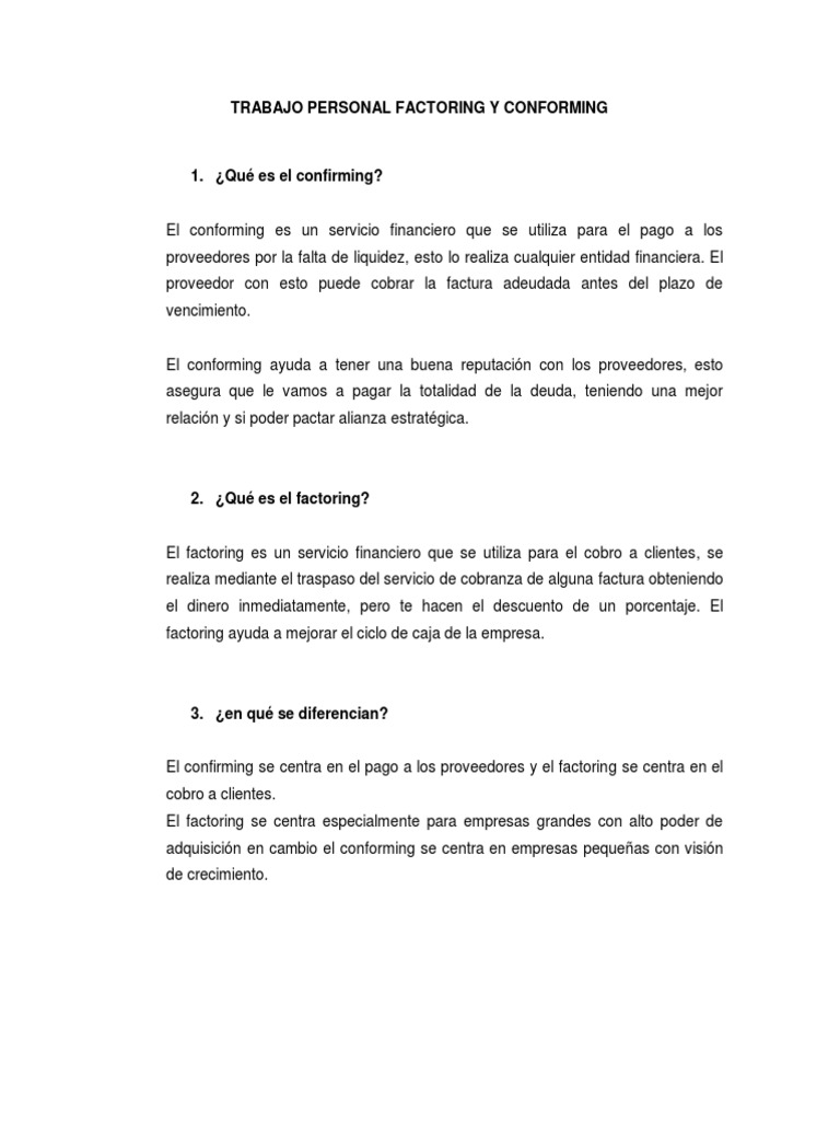 Factoring vs Confirming: Guía Básica | PDF | Dinero | Business