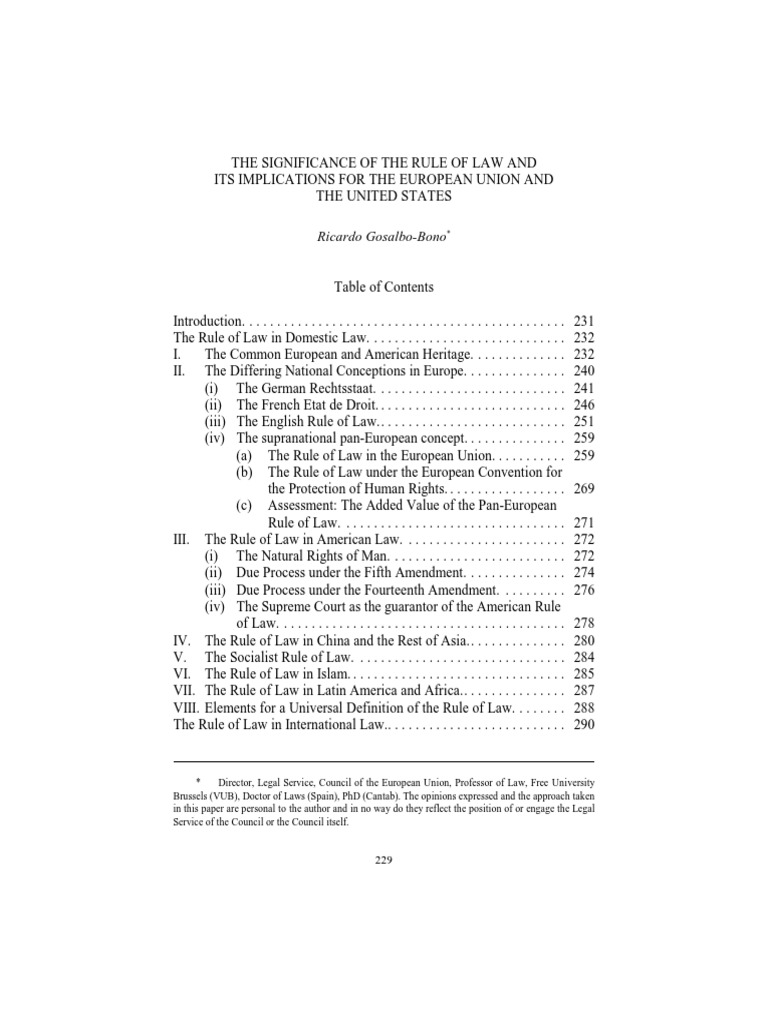 Rule of Law: EU and US Perspectives | PDF | Natural And Legal Rights ...