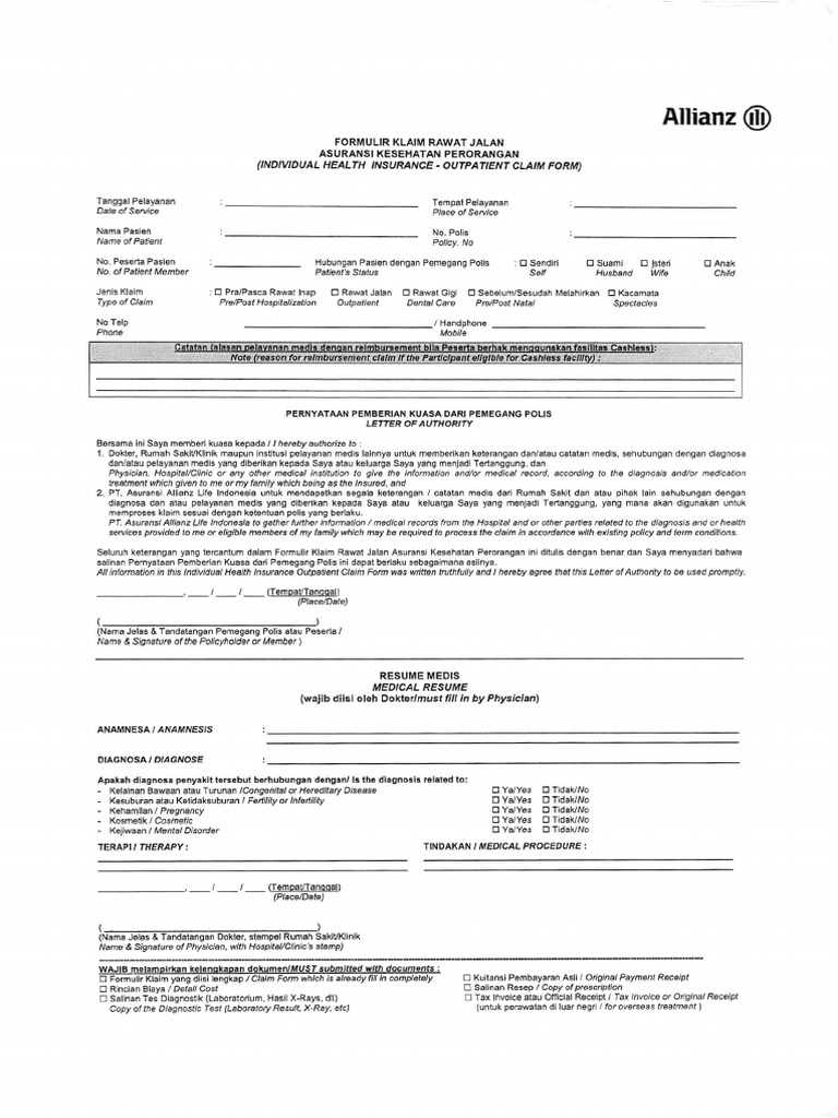 Form Klaim HS06082016103800 | PDF