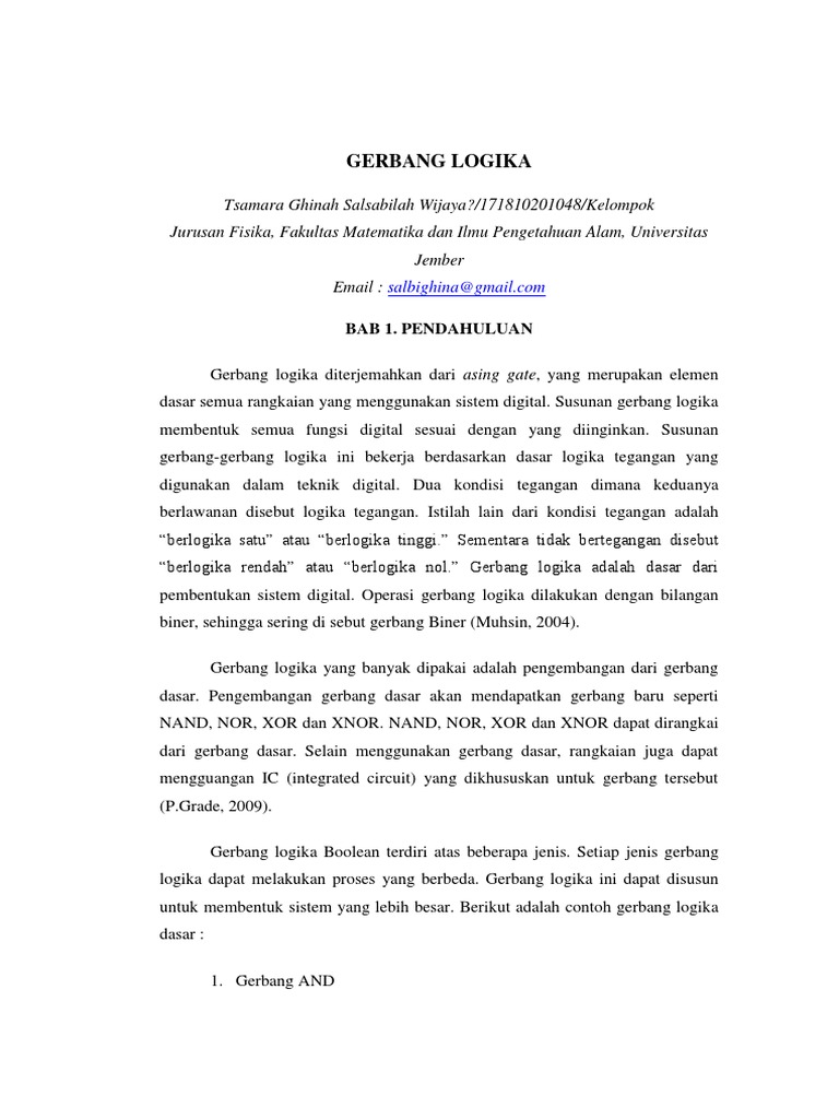 Jurnal Gerbang Logika | PDF