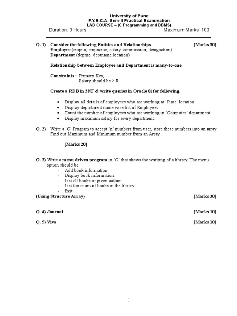 FYBCA SemII Slips2 | PDF | C (Programming Language) | Databases