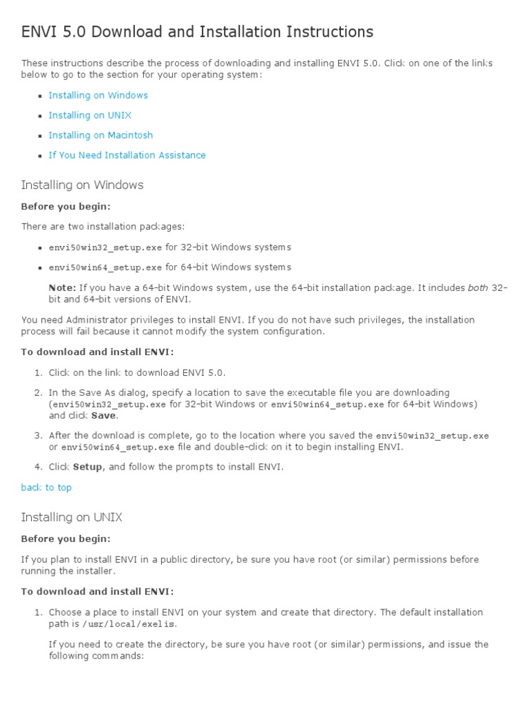 ENVI 5.0 Download and Installation Instructions: Installing On Windows ...