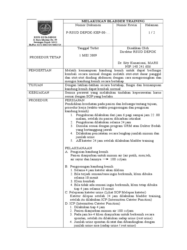 SOP Bladder Training | PDF