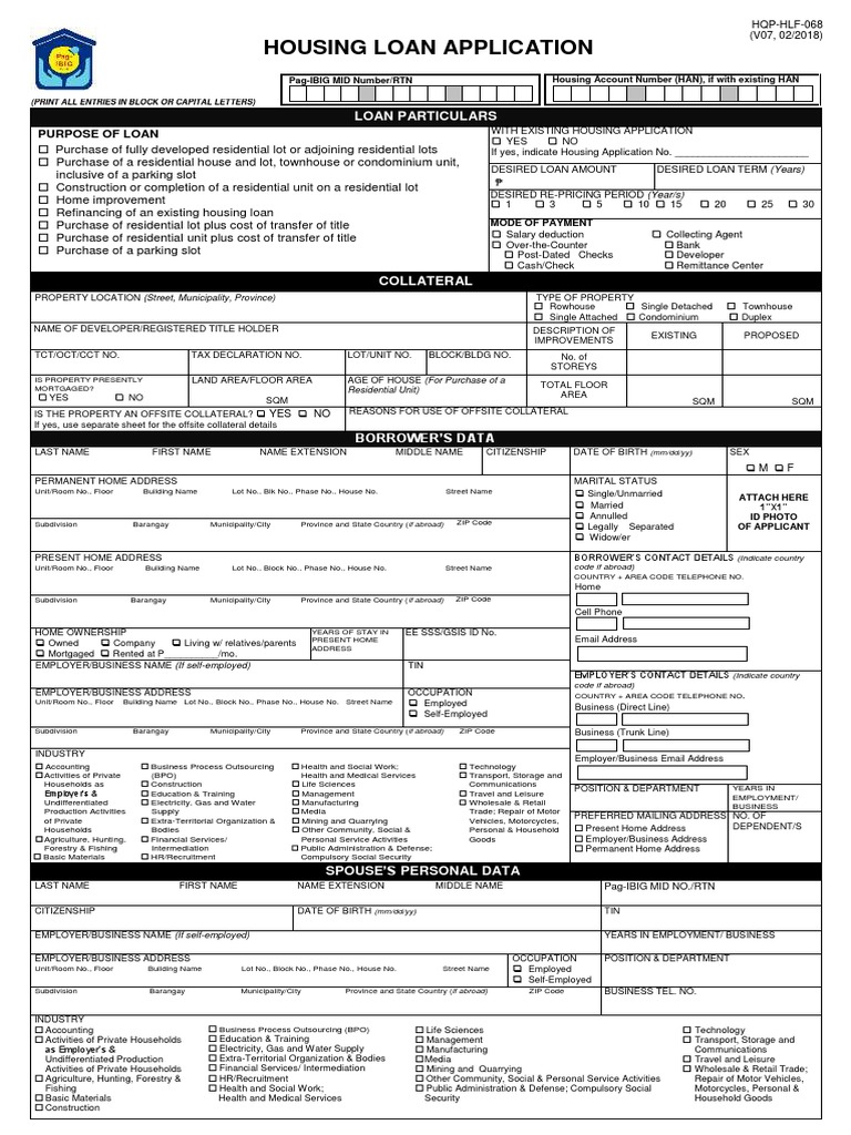 HLF068 HousingLoanApplication V07 | PDF | Credit Card | Loans