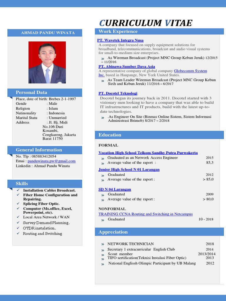 CV Pandu | PDF | Infrastructure | Data Transmission