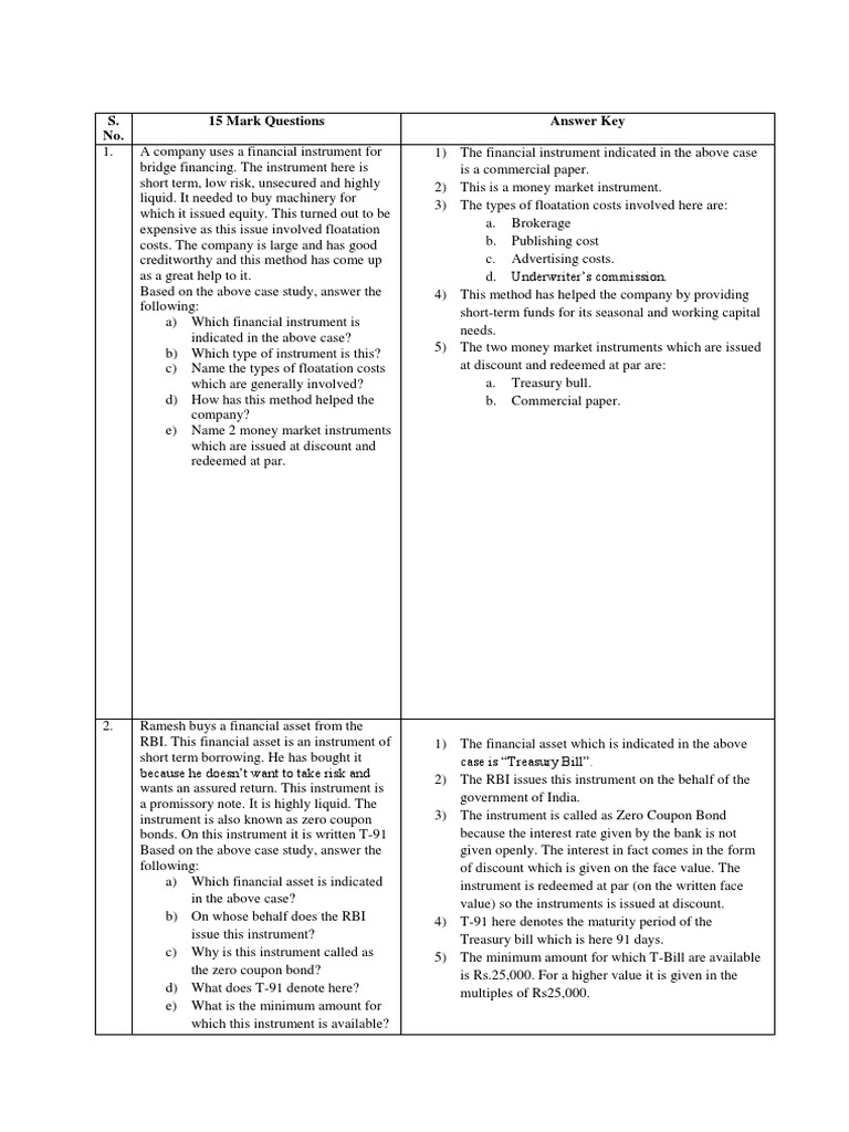 Financial Markets Case Study With Answers | PDF | Financial Markets ...