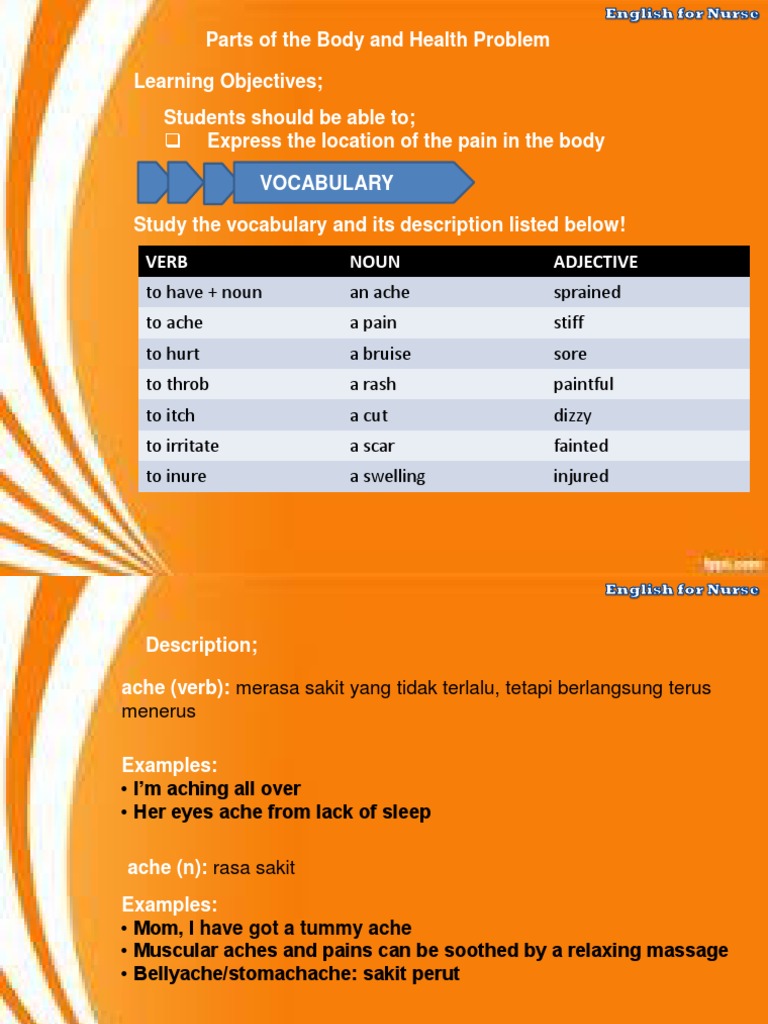 Parts of The Body and Health Problem | Download Free PDF | Syntax ...