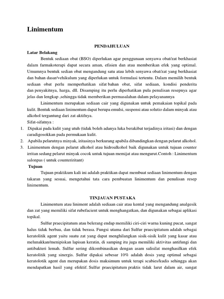 Linimentum Pembahasan | PDF | Kesehatan Holistik | Sains & Matematika