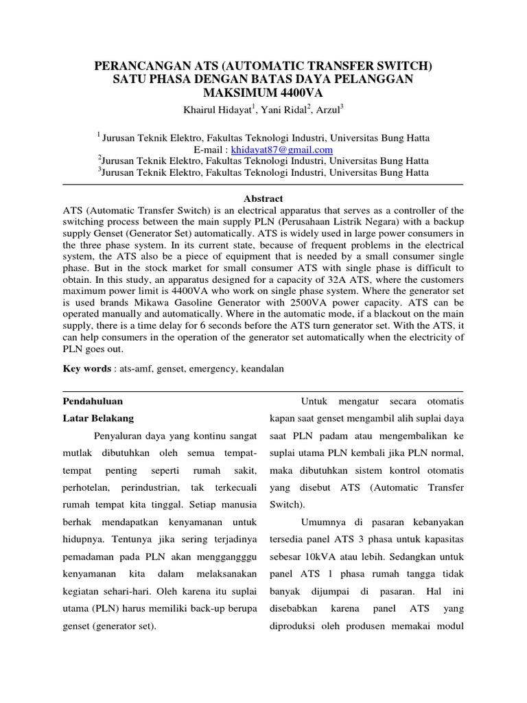 Perancangan SIstem ATS AMF | PDF