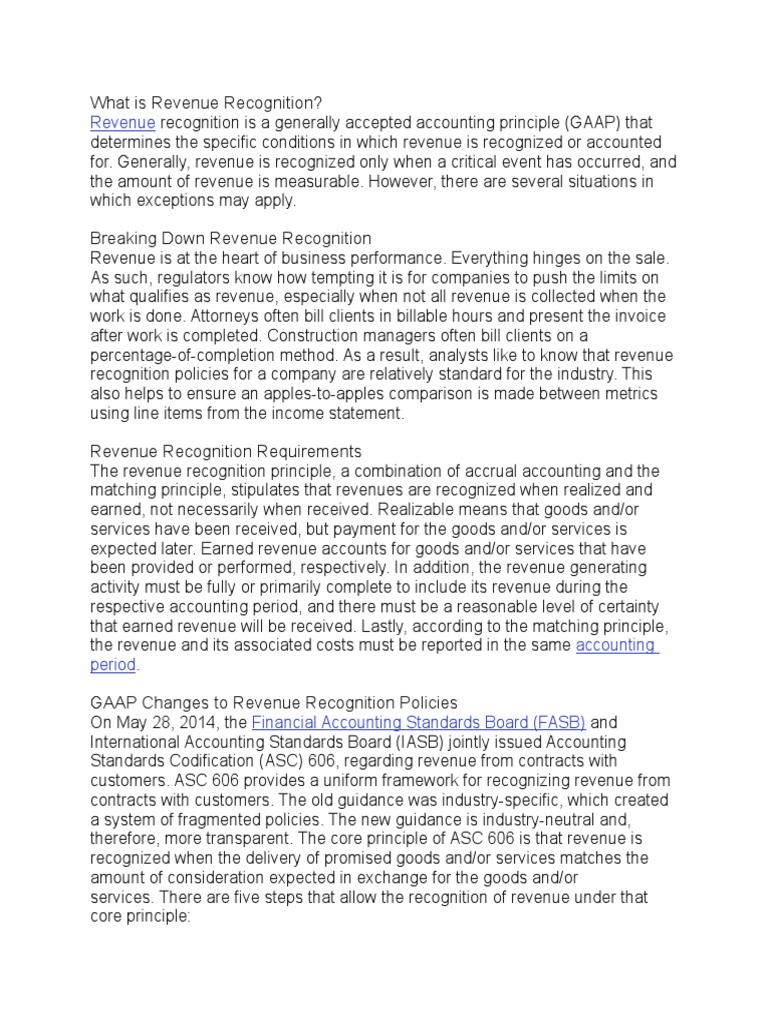 What Is Revenue Recognition? | PDF | Financial Accounting Standards ...