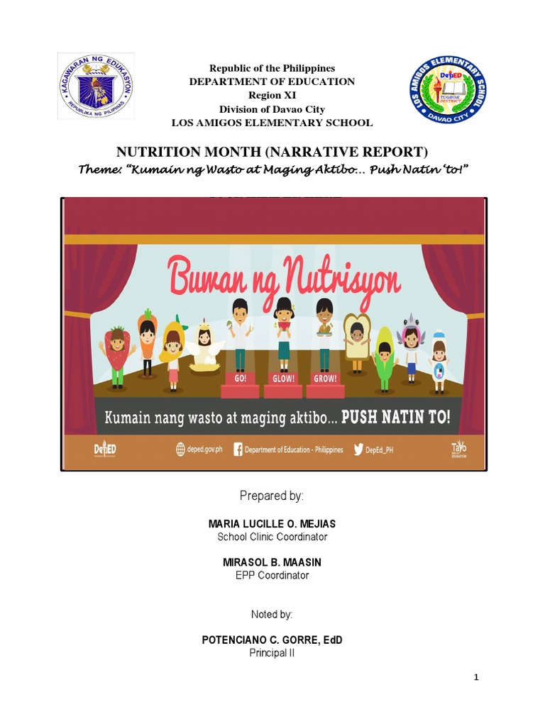 Nutrition Month Narrative Report Final | PDF | Diet (Nutrition) | Diet ...