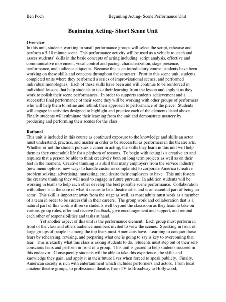 Acting PDF | PDF | Learning Styles | Plot (Narrative)