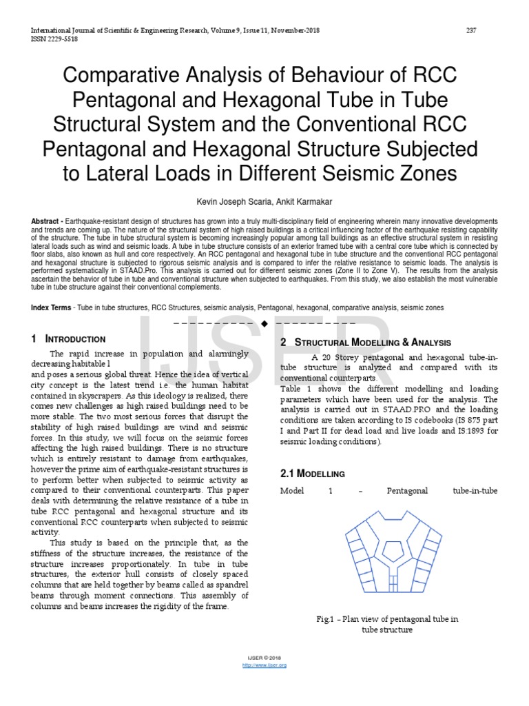 Comparative Analysis of Behaviour of RCC Pentagonal and Hexagonal Tube in Tube Structural System ...