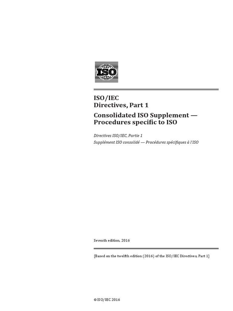 Iso/Iec Directives, Part 1 Consolidated ISO Supplement - Procedures ...