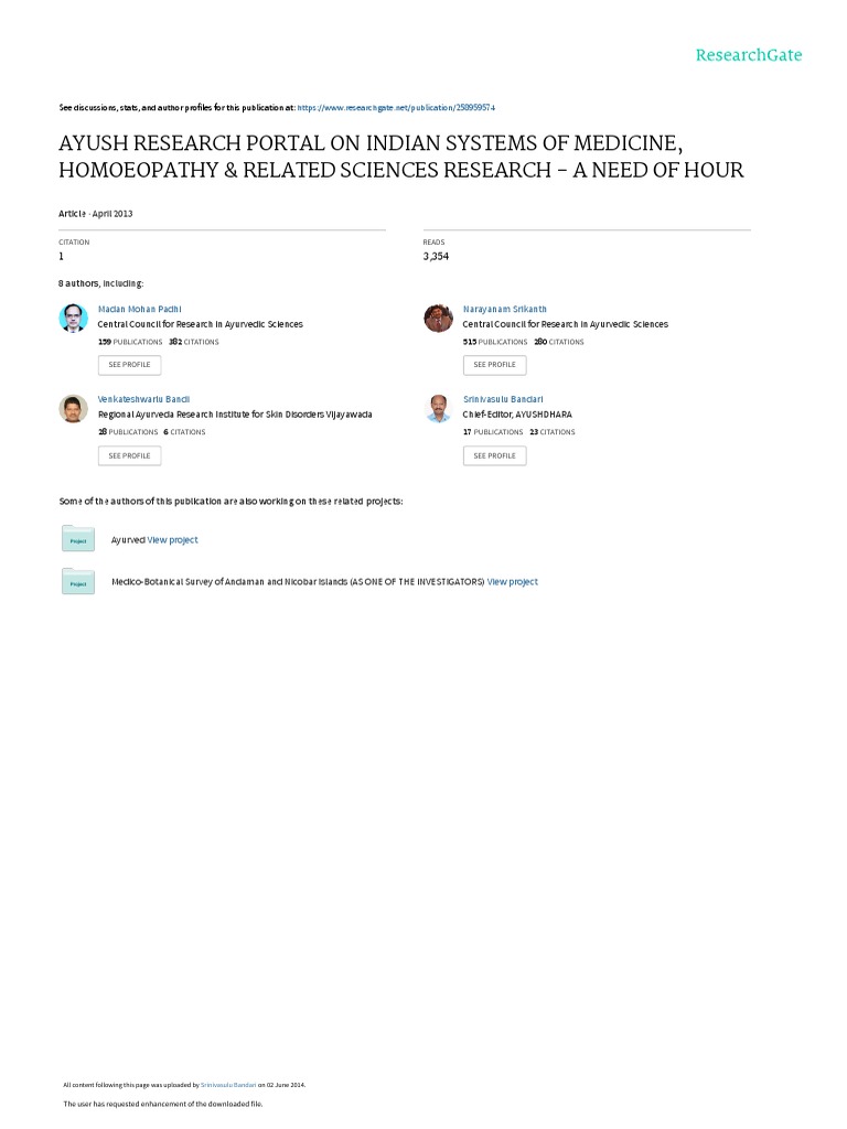 AYUSH Research Portal: Essential Need | PDF | Wellness