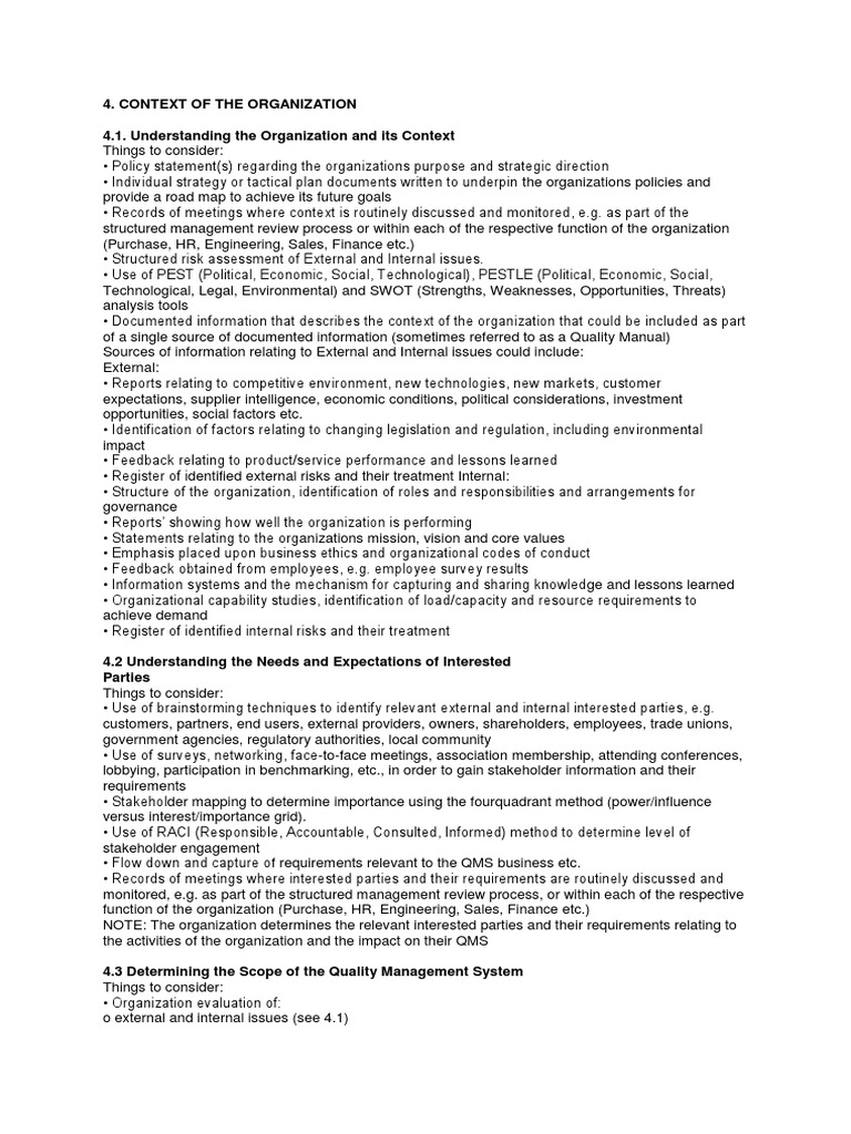 Context of The Organization 4.1. Understanding The Organization and Its ...