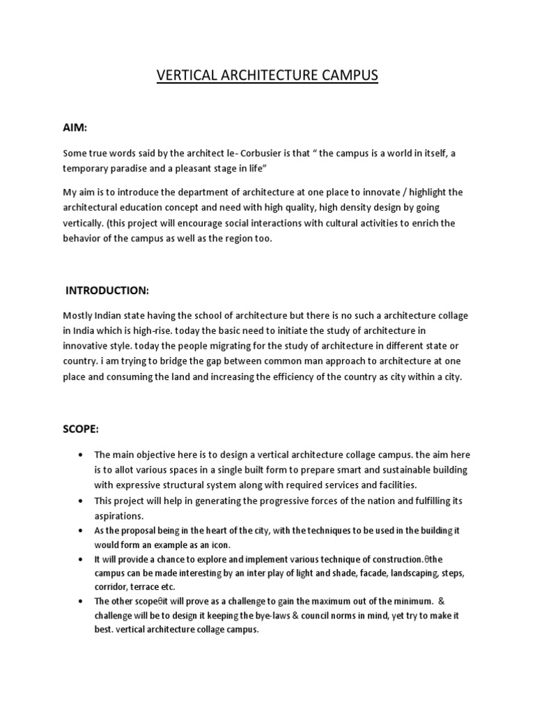 Vertical Architecture Campus Design | PDF | Design | Engineering