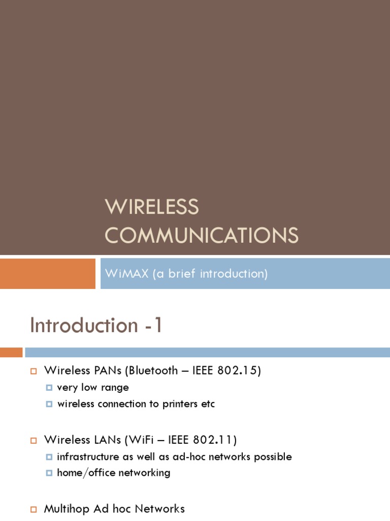Wireless Communications: Wimax (A Brief Introduction) | PDF | Wi Max ...