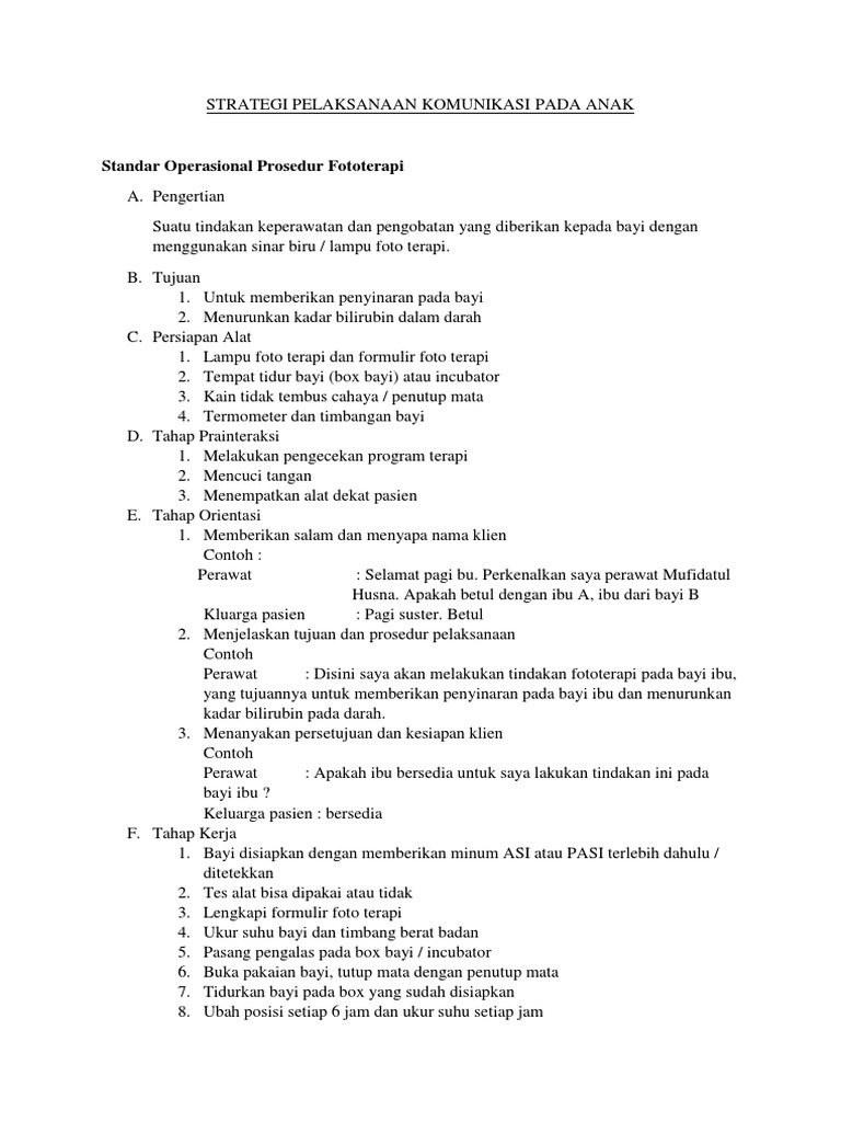 SOP Fototerapi | PDF