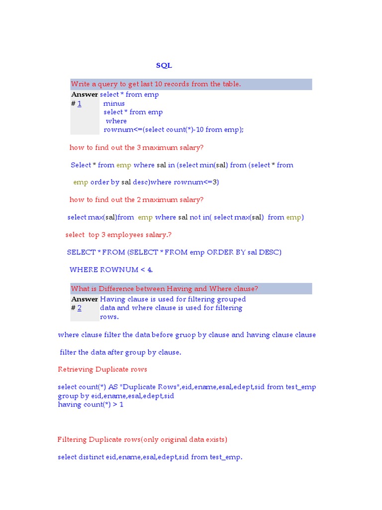 Sqlimportantquestionanswer Database Index Microsoft Sql Server