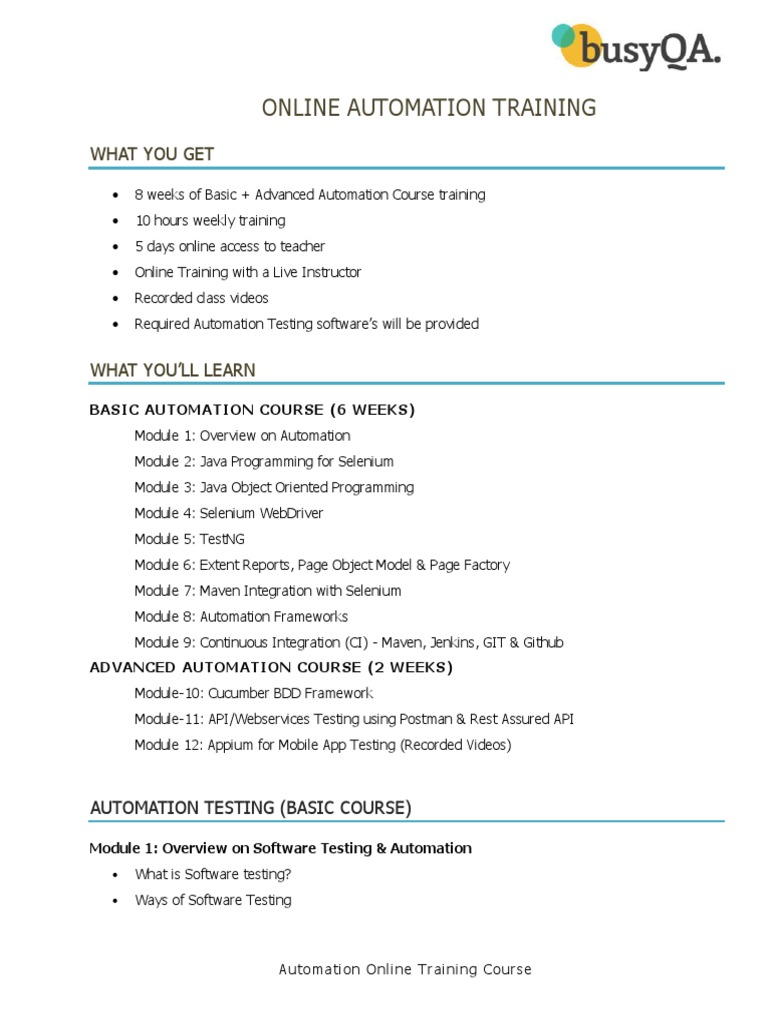 Online Automation Training: What You Get | PDF | Web Service ...