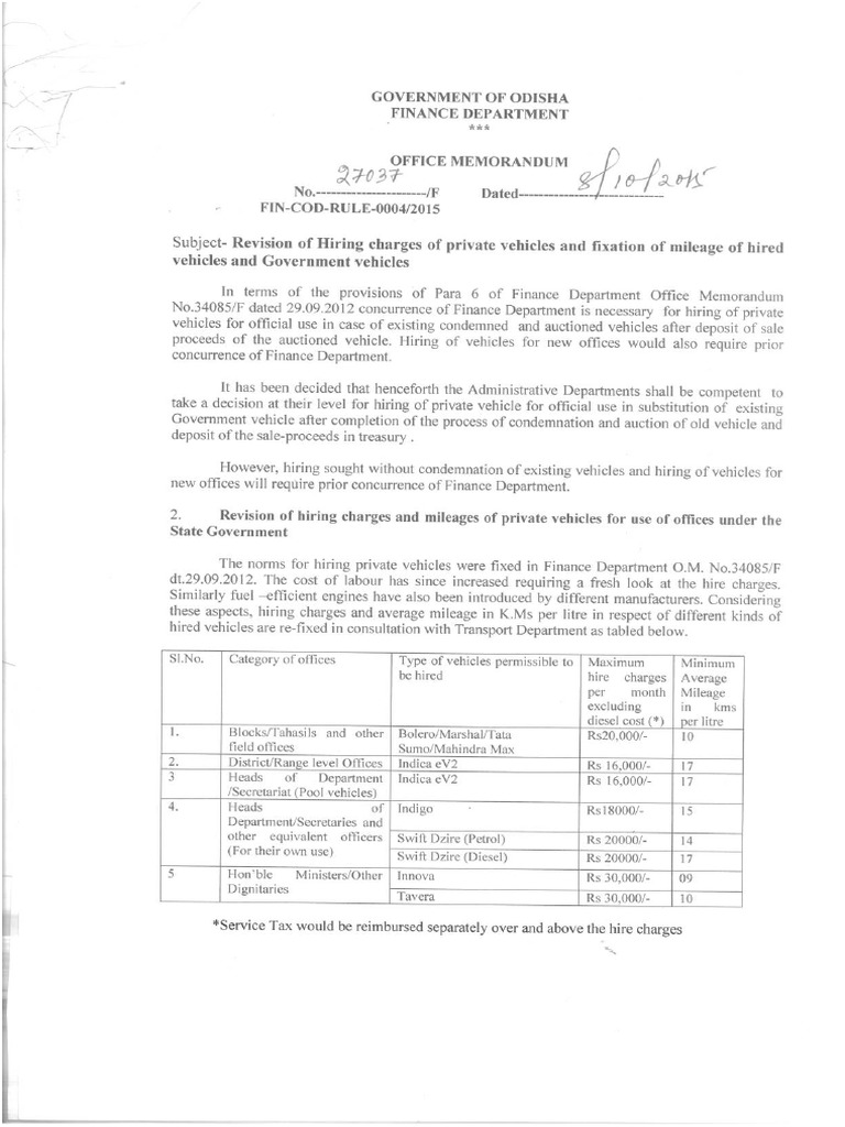 Hiring of Vehicle | PDF